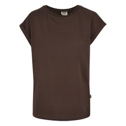 Kurzarmshirt Urban Classics "Urban Classics Damen Ladies Organic Extended Shoulder Tee", Damen, Gr. M, braun, 100% Baumwolle, unifarben, loose fit, Rundhals, Shirts