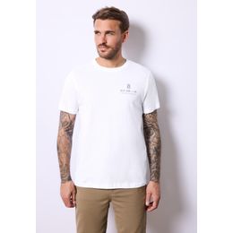 T-Shirt Street One MEN, Jungen, Gr. 3XL, wei&szlig; (hellwei&szlig;), Web, 100% Baumwolle, bedruckt, normal normal, Rundhals, abgesteppt, Shirts T-Shirt, aus reiner Baumwolle