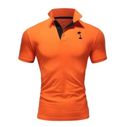 Poloshirt behype "PALMSON", Herren, Gr. M, orange (orange, schwarz), 100% Baumwolle, unifarben, Shirts, mit kontrastfarbigen Details