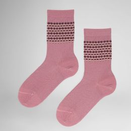 Socken Hudson "Socke Nordic", Damen, Gr. 35-38, grau (rose pink 0542), Obermaterial: 49% Polyacryl PAN. 40% Wolle WO. 10% Polyamid PA. 1% Elasthan EL., Socken Socken