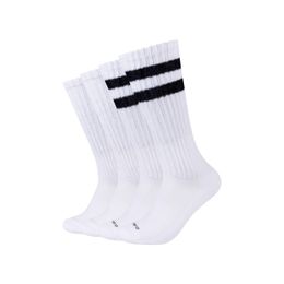 Socken Camano "Tennissocken super soft 4er Pack", Damen, Gr. 39-42, wei&szlig; mix, 60% Baumwolle, 20%Polyamid, 18% Polyester, 2% Elasthan, gestreift, Socken Socken, 4er Pack Rutschhemmender Sohlenprint und gepolsterte Sohle