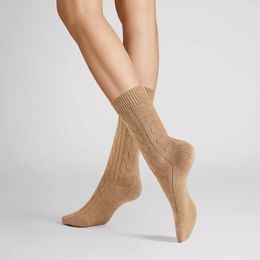 Socken Hudson "Socke Winter Plait", Damen, Gr. 35-38, beige (beigemeliert 0723), Obermaterial: 44% Wolle WO. 44% Polyacryl PAN. 10% Polyamid PA. 2% Elasthan EL., Socken Socken