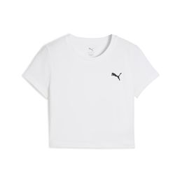 T-Shirt Puma "WARDROBE ESS Kurzes figurbetontes T-Shirt Damen", Damen, Gr. L, wei&szlig;, Obermaterial: 5% Elasthan, 95% Baumwolle. Rippe: 20% Polyester, 80% Baumwolle, clean, slim fit, Shirts T-Shirt