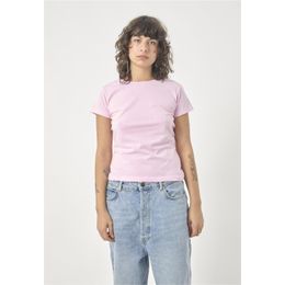 T-Shirt Cleptomanicx "Slim Tee Ligull Slim", Damen, Gr. L, pink, 100% Baumwolle, unifarben, normal, Rundhals, Shirts T-Shirt, Locker geschnitten