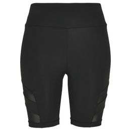 Stoffhose Urban Classics "Urban Classics Damen Ladies High Waist Tech Mesh Cycle Shorts", Damen, Gr. M, US-Gr&ouml;&szlig;en, schwarz, 80% Polyimid, 20% Elasthan, unifarben, skinny fit, Hosen Stoffhose