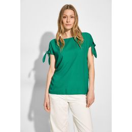 Kurzarmbluse Cecil, Damen, Gr. XL (44), gr&uuml;n (malachite gr&uuml;n), Stoff, 100% Viskose, unifarben, gerade h&uuml;ftlang, Rundhals, B&uuml;ndchen, Blusen, aus softer Viskose