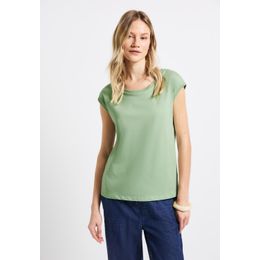 T-Shirt Street One, Damen, Gr. 40, gr&uuml;n (soft jade gr&uuml;n), Web, 100% Baumwolle, unifarben, gerade normal, Rundhals, B&uuml;ndchen, Shirts T-Shirt, aus reiner Baumwolle