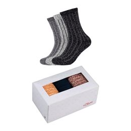 Socken s.Oliver "Sockenbox 3er Pack", Damen, Gr. 35-38, schwarz (anthrazit melange), 69% Polyester, 29% Polyester, 2% Elasthan, meliert, Socken Socken