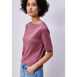 T-Shirt Street One, Damen, Gr. 40, schwarz clouded blush, Jersey, 50% Baumwolle, 50% Modal, unifarben, normal normal, U-Boot-Ausschnitt, abgesteppt, Shirts T-Shirt, aus Jersey in Unifarbe