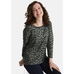 3/4-Arm-Shirt STOOKER WOMEN "CARLY T-Shirt 3/4-Arm", Damen, Gr. 44/46, gr&uuml;n (gr&uuml;n leo aop), Jersey, 96% Polyester, 4% Elasthan, loose fit, Rundhals, Shirts 3/4-Arm-Shirt, Loose Fit Shirt Rundhals 3/4 Arm f&uuml;r Damen