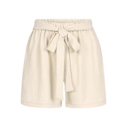 Shorts CLOUD 5IVE "CLOUD 5IVE Musselin Shorts with tie belt", Damen, Gr. L, US-Gr&ouml;&szlig;en, beige, 95% Polyester, 5% Elasthan, unifarben, normal, Hosen Shorts