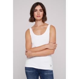 Tanktop SOCCX, Damen, Gr. L, wei&szlig;, Single Jersey, Material: 95% Baumwolle, 5% Elasthan, bedruckt, slim fit normal, Rundhals, Tops Tanktop, mit Elasthan-Anteil