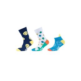 Socken Fun Socks "Socken und Sneakersocken 3er Pack", Damen, Gr. 23-28, bunt (smiley), 70% Baumwolle, 28% Polyester, 2% Elasthan, gemustert, Socken Socken