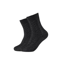 Socken Camano "Socken 2er Pack", Damen, Gr. 35-38, schwarz, 55% Polyacryl, 45% Polyamid, Zopfmuster, Socken Socken