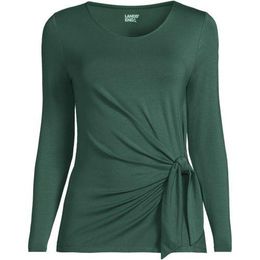 LANDS' END Langarmshirt mit Knotendetail aus Baumwolle/Modal-Mix, Damen,  Gr&uuml;n, Elasthan/Baumwoll-Mischung, by Lands' End