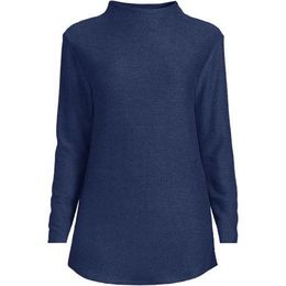 LANDS' END Strickshirt mit Schornsteinkragen, Damen,  Blau, Viskose/Polyester-Mischung/Nylon-Mischung, by Lands' End