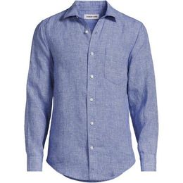 LANDS' END Langarm-Hemd aus reinem Leinen, Herren,  Blau, Leinen, by Lands' End