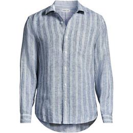 LANDS' END Langarm-Hemd aus reinem Leinen, Herren,  Blau, Leinen, by Lands' End