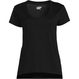 LANDS' END Supima&reg; Shirt mit Ballettausschnitt und kurzen &Auml;rmeln, Damen,  Schwarz, Baumwolle, by Lands' End
