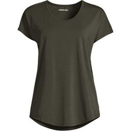 LANDS' END Shirt aus Baumwolle/Modal-Mix mit Ballett-Ausschnitt, Damen,  Gr&uuml;n, Baumwolle Modal, by Lands' End