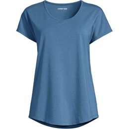 LANDS' END Shirt aus Baumwolle/Modal-Mix mit Ballett-Ausschnitt, Damen,  Blau, Baumwolle Modal, by Lands' End