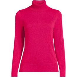 LANDS' END Feinstrick-Rollkragenpullover aus Baumwolle, Damen,  Rot, Baumwolle, by Lands' End