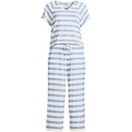 LANDS' END Pyjama-Set mit 3/4-Hose und Cooling-Finish, Damen,  Blau, Elasthan/Viskose-Mischung, by Lands' End