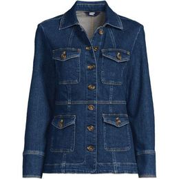 LANDS' END Soft Denim Utility-Jacke, Damen,  Blau, Elasthan/Baumwoll-Mischung, by Lands' End