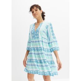 bonprix Tunika-Kleid aus flie&szlig;ender Viskose, blau, Gr.50, Modernes Kleid im Tunika-Stil mit ausgestelltem Rockteil, aus Viskose