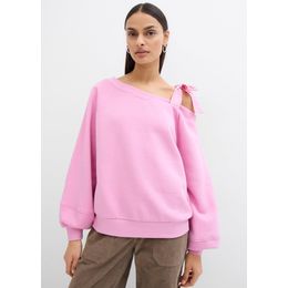 bonprix Weites Sweatshirt mit One-Shoulder, rosa, Gr.44/46 (L), L&auml;ssiges Sweatshirt mit One-Shoulder und Schleifendetail, 60% Baumwolle