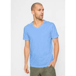 bonprix T-Shirt mit V-Ausschnitt (5er Pack), blau, Gr.68/70 (4XL), Praktische Basic T-Shirt Packung, aus 100% Baumwolle