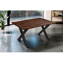 Esstisch JOSY / nussbaumfarben / 160x85 / X-Gestell Schwarz