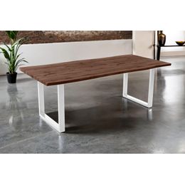Esstisch JOSY / Holz Nussbaum-Optik / 240x100 / U-Gestell Wei&szlig;