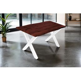Esstisch JOSY / nussbaumfarben / 120x80 / X-Gestell Wei&szlig;