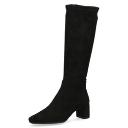 Stiefel Caprice, Damen, Gr. 38, Normalschaft, schwarz, Textil, Schuhe Stiefel, Blockabsatz, Abendschuh, Langschaft-Stiefel mit Innenrei&szlig;verschluss