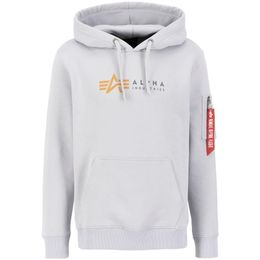 Kapuzensweatshirt Alpha Industries "Alpha Label Hoody", Herren, Gr. L, grau (pastel grau), angeraute Sweatware, Obermaterial: 100% Baumwolle, bedruckt, regular fit h&uuml;ftbedeckend, Rundhals, Rippb&uuml;ndchen, Sweatshirts Kapuzensweatshirt