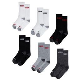 Socken LEVI'S KIDS "LHN BOX TAB HIGH CUT 6PK", M&auml;dchen, Gr. 4 (23,5/26,5), grau (dkgrau htr), Materialmix, elastisch, Socken Socken, UNISEX