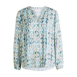 Klassische Bluse Cartoon "Casual-Bluse mit Kn&ouml;pfen", Damen, Gr. 40, blau (blau, beige), Obermaterial: 100% Viskose CV., Blusen Klassische Bluse
