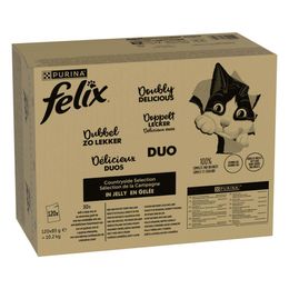 FELIX Doppelt Lecker in Gelee Geschmacksvielfalt vom Land Katzen-Nassfutter ohne k&uuml;nstliche Zusatzstoffe 120x85g