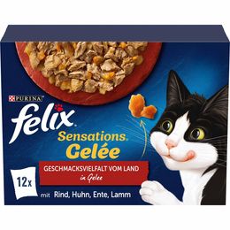 FELIX Sensations Gelees Geschmacksvielfalt vom Land Katzen-Nassfutter ohne k&uuml;nstliche Aroma- und Farbstoffe 12x85g