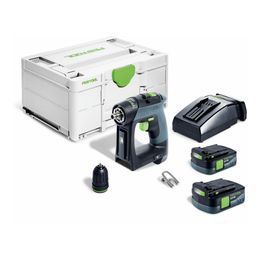 FESTOOL CXS 12 2,5-Plus Akku-Bohrschrauber aus Kunststoff und Metall mit Schnellspannbohrfutter und Winkelvorsatz f&uuml;r Holz oder Metall, inklusive Akku (12 V / 2.5 Ah) und Ladeger&auml;t - 576864)