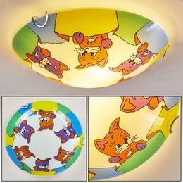 hofstein Pizzy Katze Deckenleuchte Chrom, Wei&szlig;, 2-flammig