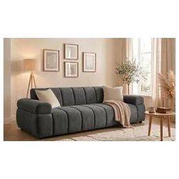3-Sitzer Home Affaire "LYOTH Design-Sofa, moderne Steppung, Breite 220 cm", anthrazit, B:220cm H:71cm T:93cm, 100% Polyester, Sofas, mit Wellenunterfederung, gem&uuml;tlich und modern, komfortables Sitzgef&uuml;hl