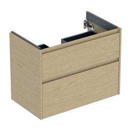 Geberit Renova Plan Waschtisch-Unterschrank 504030PS1 2 Schubladen, Korpus/Front Eiche natur / Melamin Holzstruktur, Breite 79,4 cm