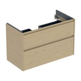Geberit Renova Plan Waschtisch-Unterschrank 504032PS1 2 Schubladen, Korpus/Front Eiche natur / Melamin Holzstruktur, Breite 94,8 cm