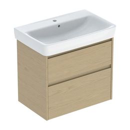 Geberit Renova Plan Waschtisch-Set 504037PS1 mit Unterschrank, Korpus/Front Eiche natur / Melamin Holzstruktur, Breite 75 cm