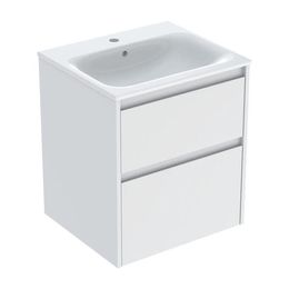 Geberit Renova Plan M&ouml;bel-Waschtisch-Set 504038008 Breite 55cm, Korpus/Front wei&szlig; / lackiert seidenmatt, Waschtisch wei&szlig; / KeraTect