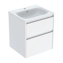 Geberit Renova Plan M&ouml;bel-Waschtisch-Set 504038011 Breite 55cm, Korpus/Front wei&szlig; / lackiert seidenglanz, Waschtisch wei&szlig;