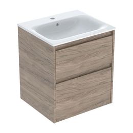 Geberit Renova Plan M&ouml;bel-Waschtisch-Set 504038JR1 Breite 55cm, Korpus/Front Nussbaum / Melamin Holzstruktur, Waschtisch wei&szlig;