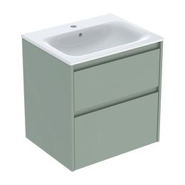 Geberit Renova Plan M&ouml;bel-Waschtisch-Set 504039IK8 Breite 60cm, Korpus/Front salbeigr&uuml;n / lackiert seidenmatt, Waschtisch wei&szlig; / KeraTect